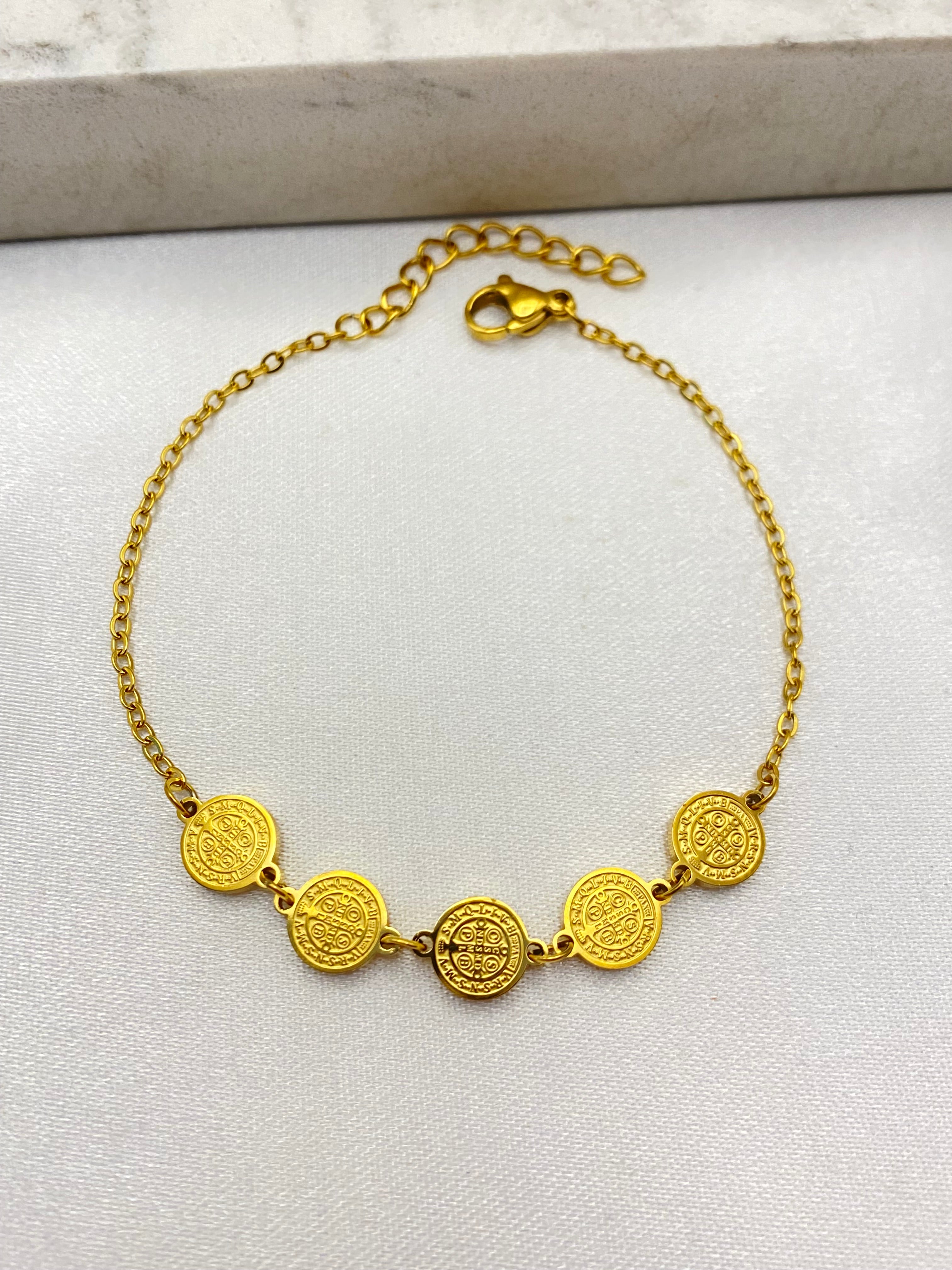 Pulsera 5 San Benitos Acero – LORETA ACCESORIOS MAYOREO